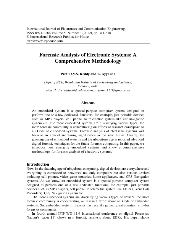 (PDF) Forensic Analysis of Electronic Systems : A Comprehensive Methodology
