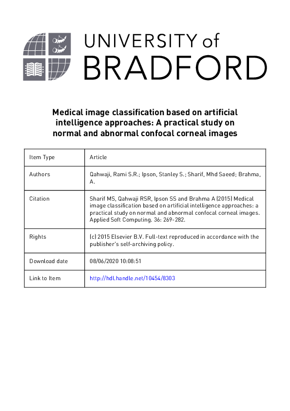(PDF) Medical image classification based on artificial intelligence ...