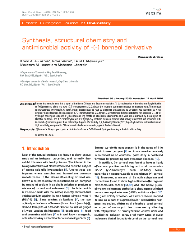 (PDF) Synthesis, structural chemistry and antimicrobial activity of −(− ...