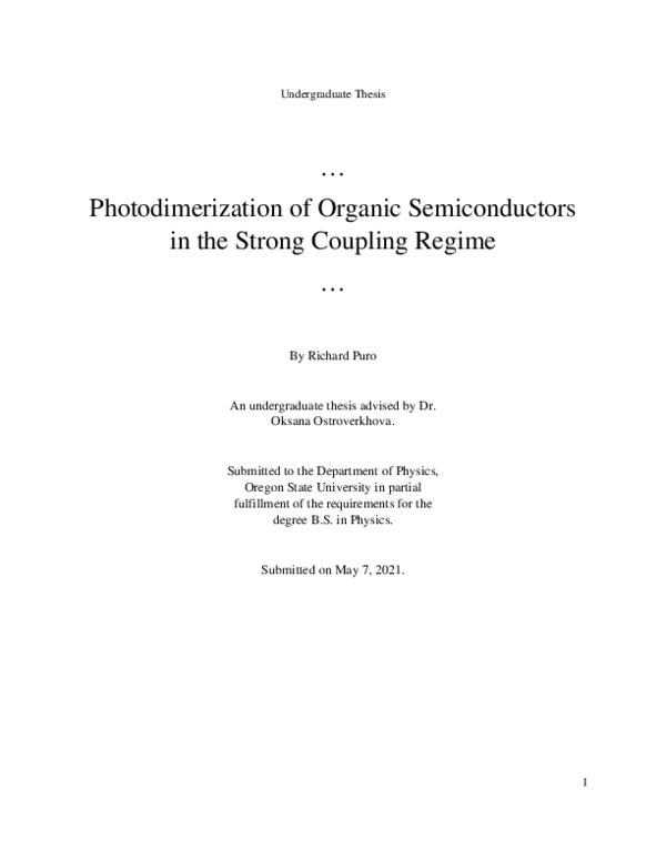 (PDF) Photodimerization of Organic Semiconductors in the Strong ...