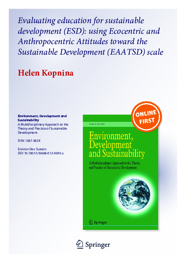 (PDF) Evaluating education for sustainable development (ESD): using Ecocentric and ...