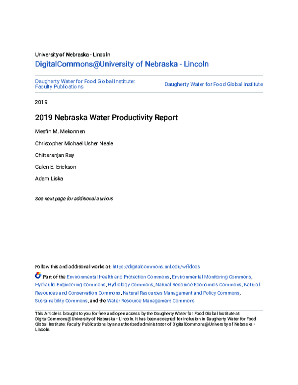 (PDF) 2019 Nebraska Water Productivity Report