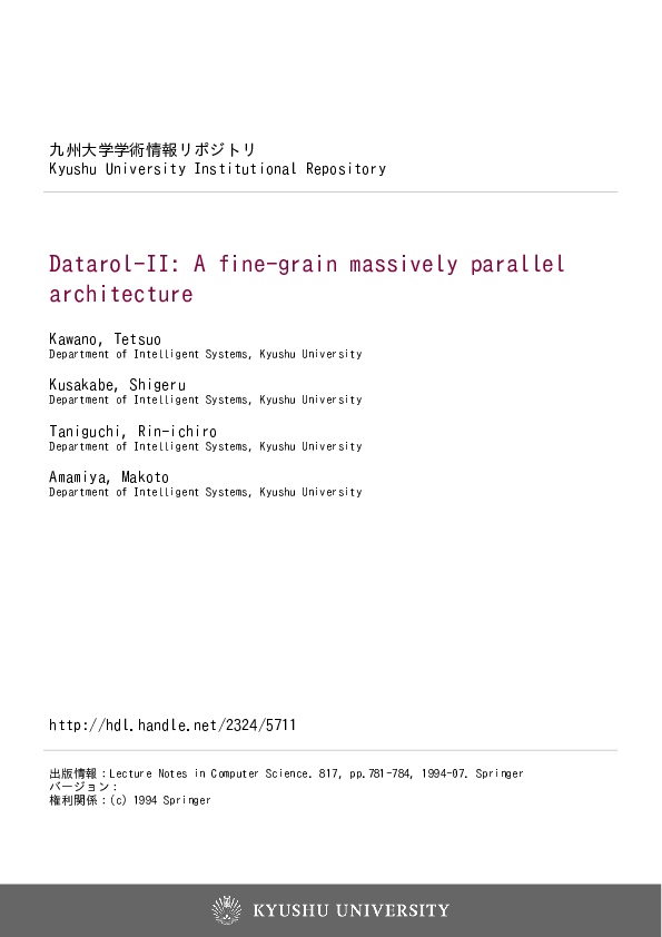 (PDF) Datarol-II: A fine-grain massively parallel architecture