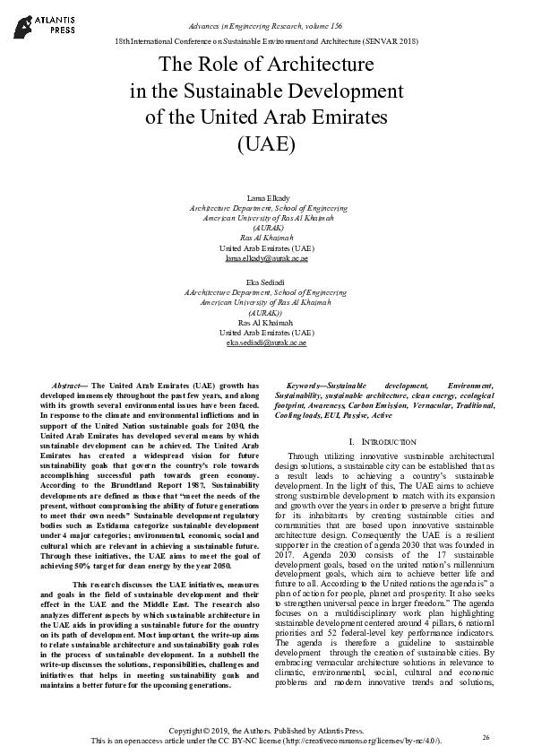 (PDF) The Role of Architecture in the Sustainable Development of the ...