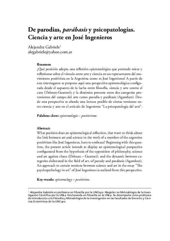 (PDF) De parodias, parábasis y psicopatologías. Ciencia y arte en José ...