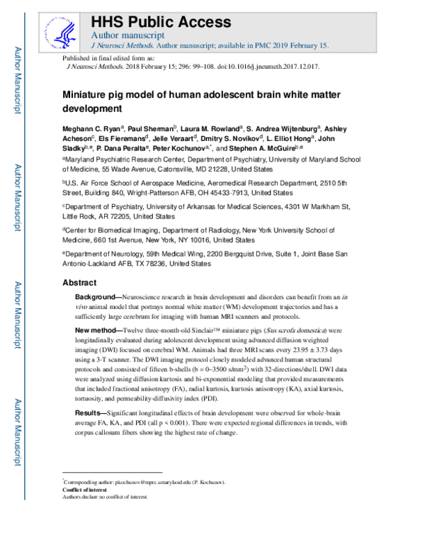 (PDF) Miniature pig model of human adolescent brain white matter ...