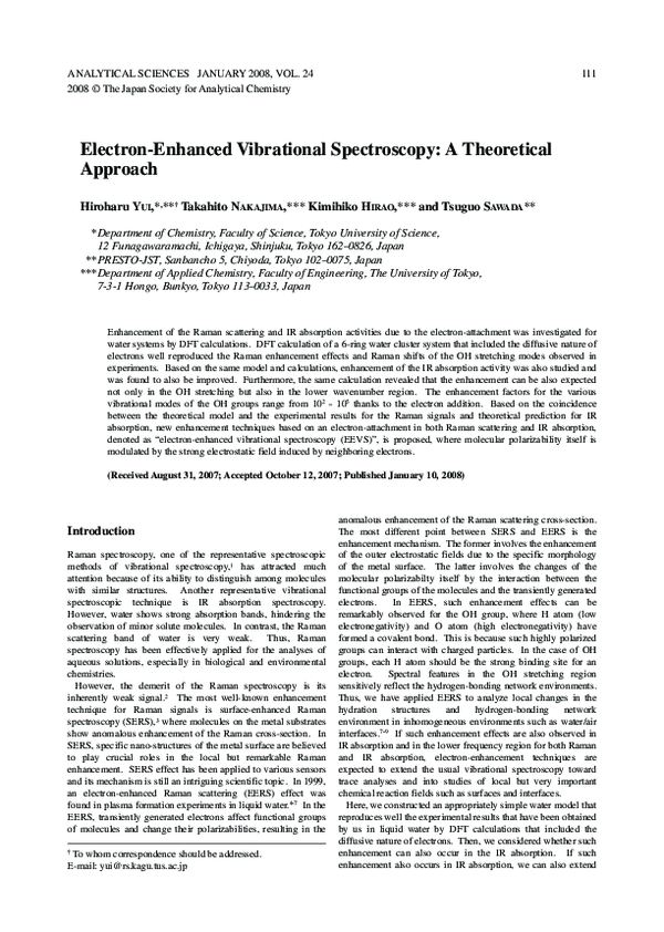 (PDF) Electron-Enhanced Vibrational Spectroscopy: A Theoretical Approach