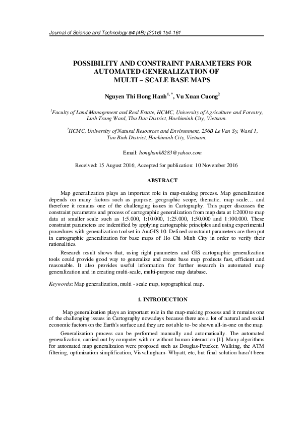 Pdf Automated Multi Scale Map Generalization Parameters