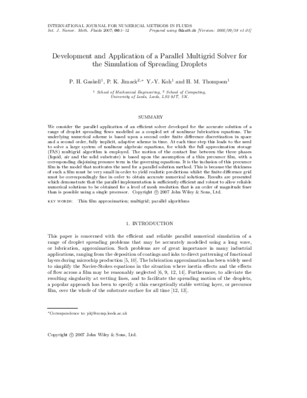 (PDF) Parallel Multigrid Solver for Droplet Flow
