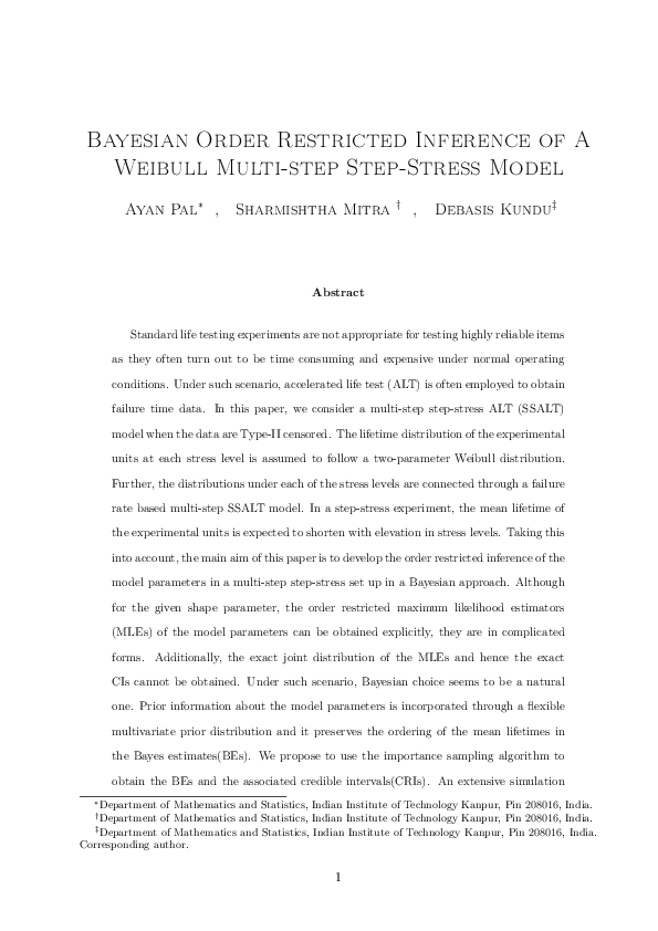 Pdf Bayesian Order Restricted Inference Of A Weibull Multi Step Step