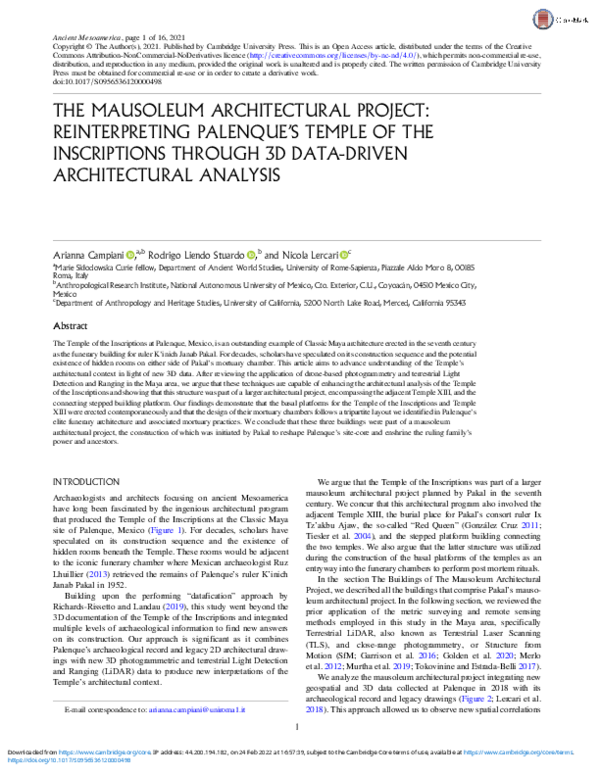 Pdf The Mausoleum Architectural Project Reinterpreting Palenque S Temple Of The Inscriptions