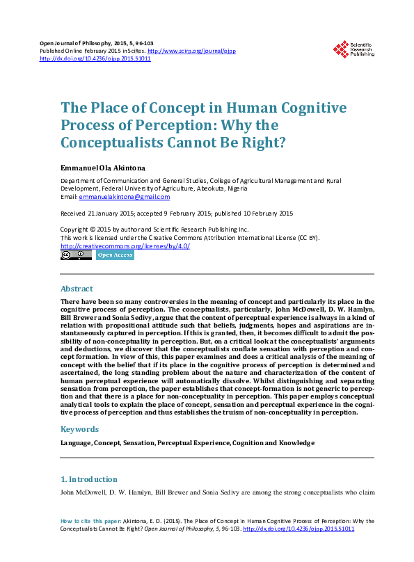 (PDF) The Place of Concept in Human Cognitive Process of Perception ...