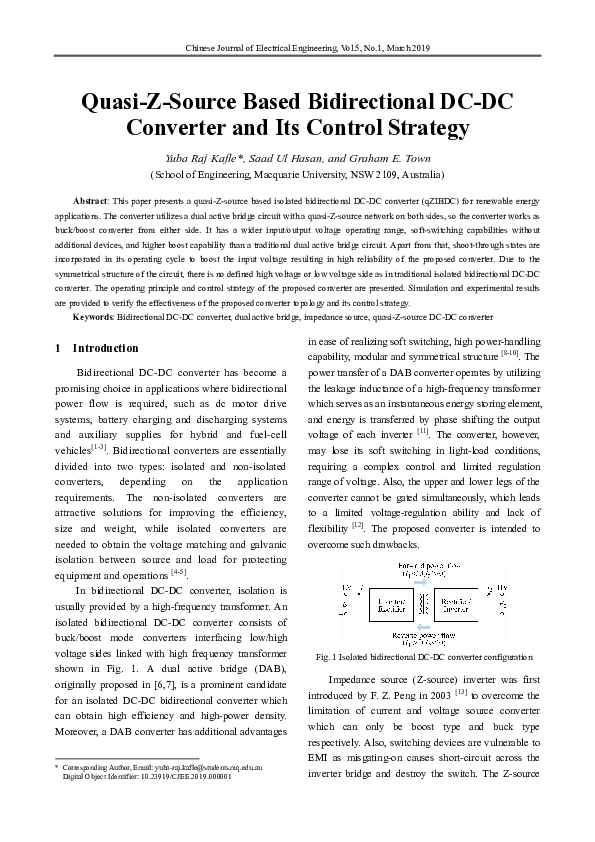 (PDF) Quasi-Z-source based bidirectional DC-DC converter and its control strategy