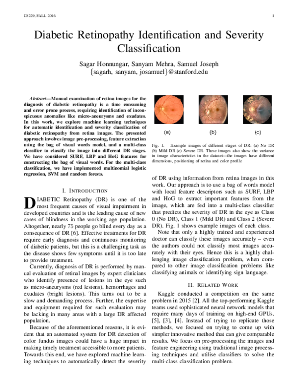 (PDF) Diabetic Retinopathy Identification and Severity Classification | Sanyam Mehra - Academia.edu