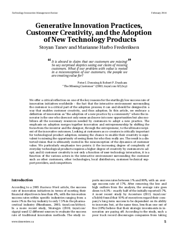 (PDF) Generative Innovation Practices, Customer Creativity, and the ...