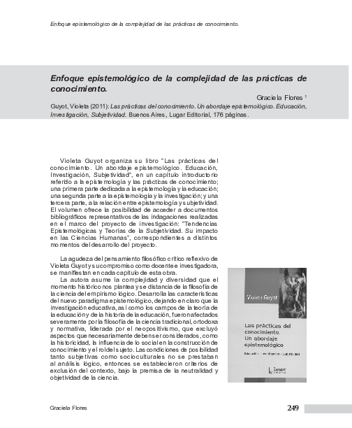 (PDF) Enfoque epistemológico de la complejidad de las prácticas de conocimiento