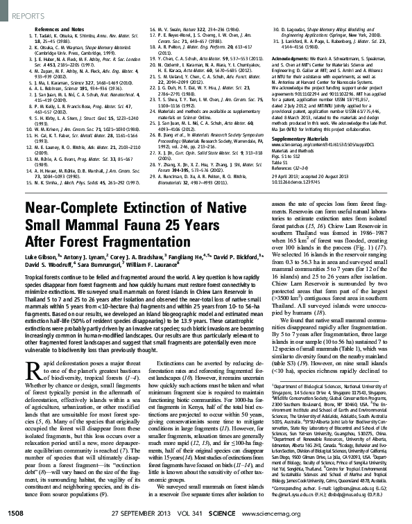 (PDF) Near-Complete Extinction of Native Small Mammal Fauna 25 Years ...