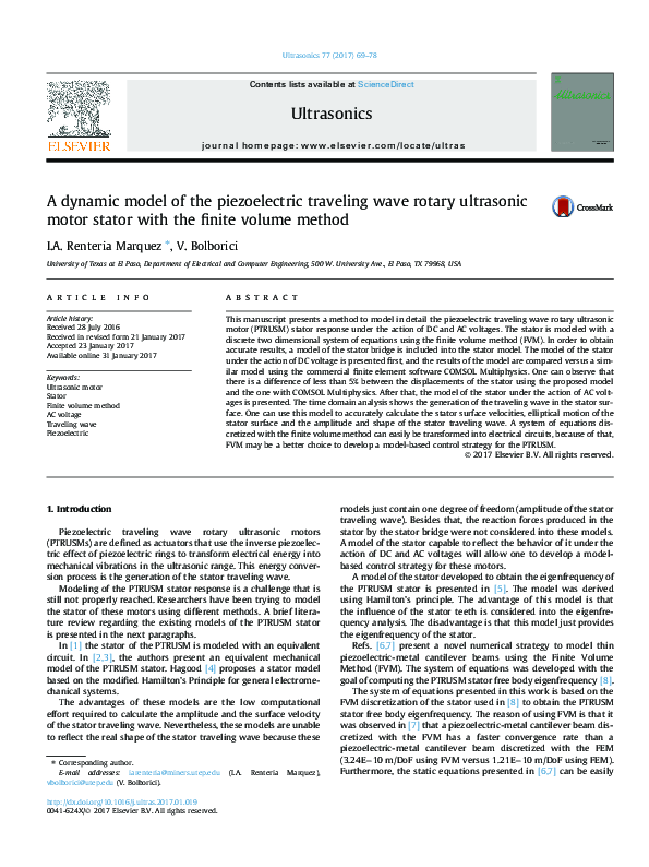 (PDF) A dynamic model of the piezoelectric traveling wave rotary ultrasonic motor stator with ...
