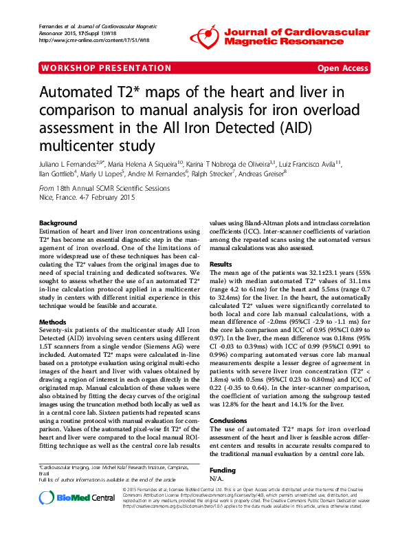 (PDF) Automated T2* maps of the heart and liver in comparison to manual ...