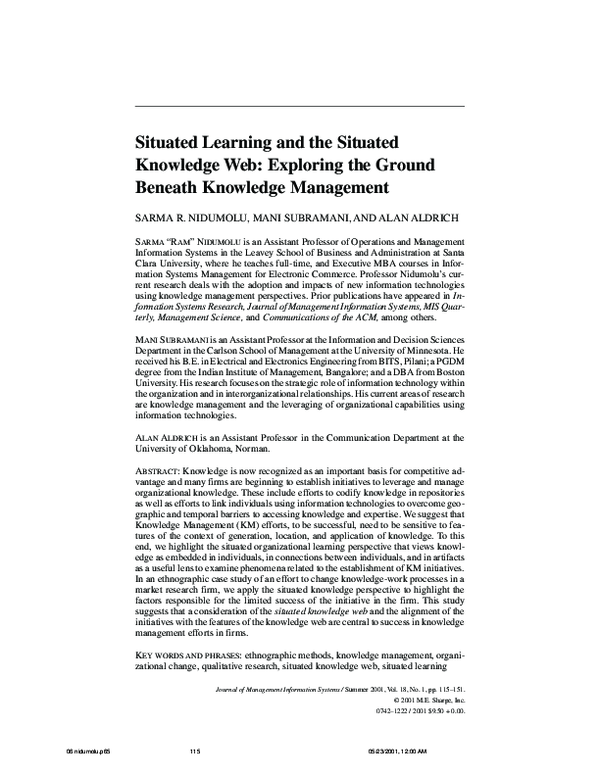 (PDF) Situated Learning and the Situated Knowledge Web: Exploring the Ground Beneath Knowledge ...
