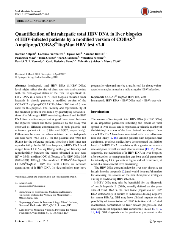 (PDF) Quantification of intrahepatic total HBV DNA in liver biopsies of ...