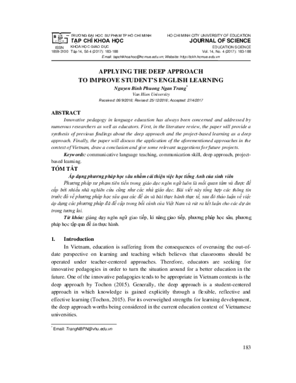 (PDF) Applying the deep approach to improve student’s English learning