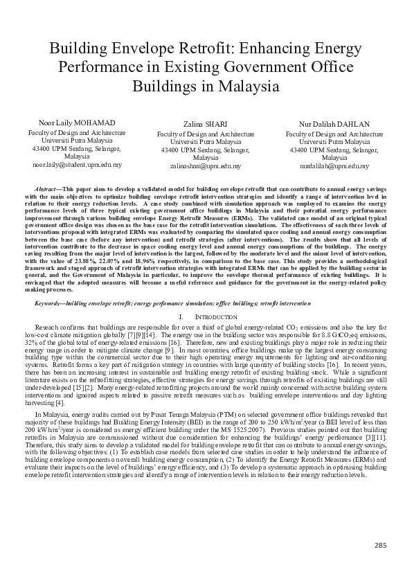 (PDF) Building Envelope Retrofit: Enhancing Energy Performance in ... (PDF) Building Envelope Retrofit: Enhancing Energy Performance in ...