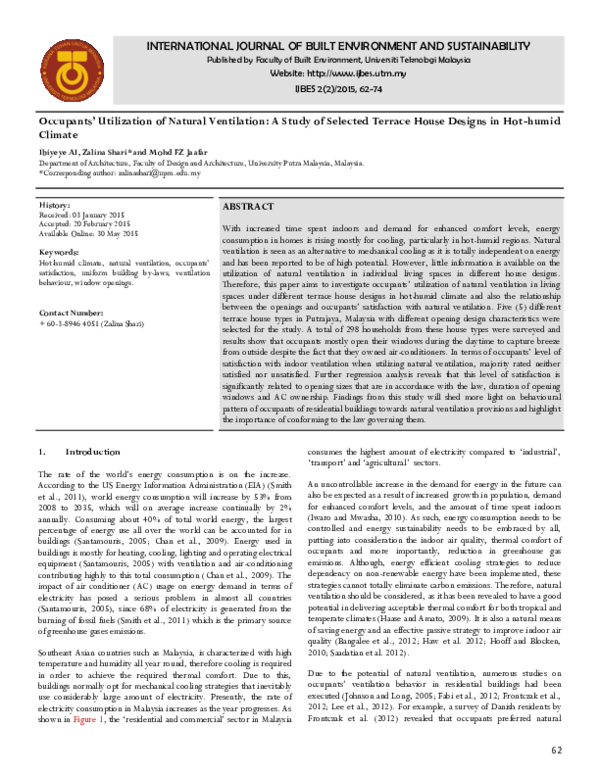 (PDF) INTERNATIONAL JOURNAL OF BUILT ENVIRONMENT AND SUSTAINABILITY ...