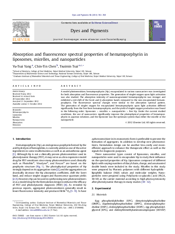 (PDF) Absorption and fluorescence spectral properties of ...