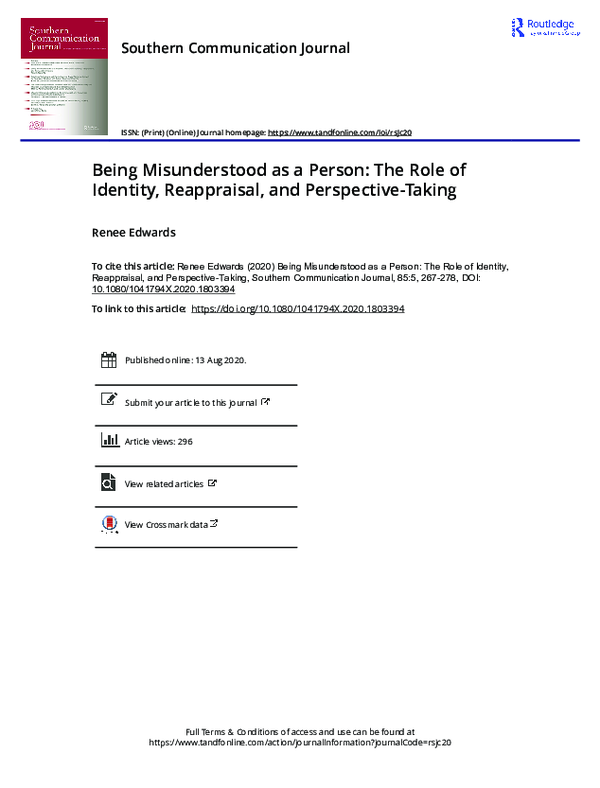 (PDF) Being Misunderstood as a Person: The Role of Identity ...