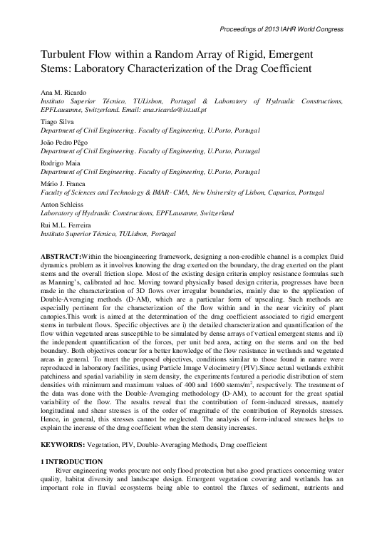 Pdf Turbulent Flow Within A Random Array Of Rigid Emergent Stems