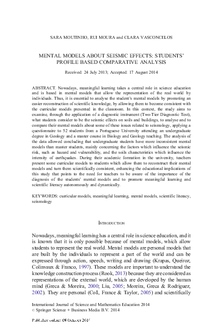 (PDF) Mental Models about Seismic effects: Students' profile-based ... (PDF) Mental Models about Seismic effects: Students' profile-based ...