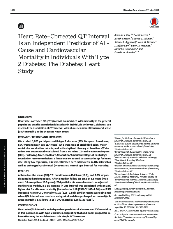 (PDF) Heart Rate-Corrected QT Interval Is an Independent Predictor of ...