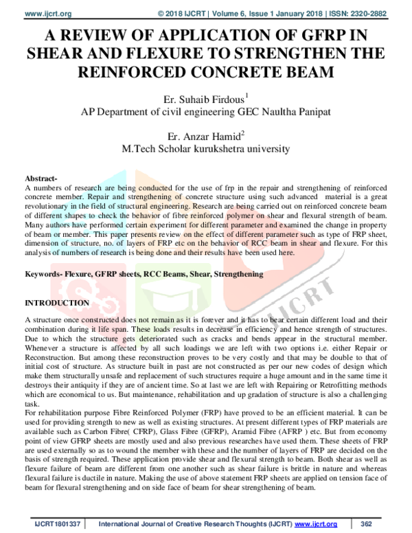 Pdf A Review Of Application Of Gfrp In Shear And Flexure To