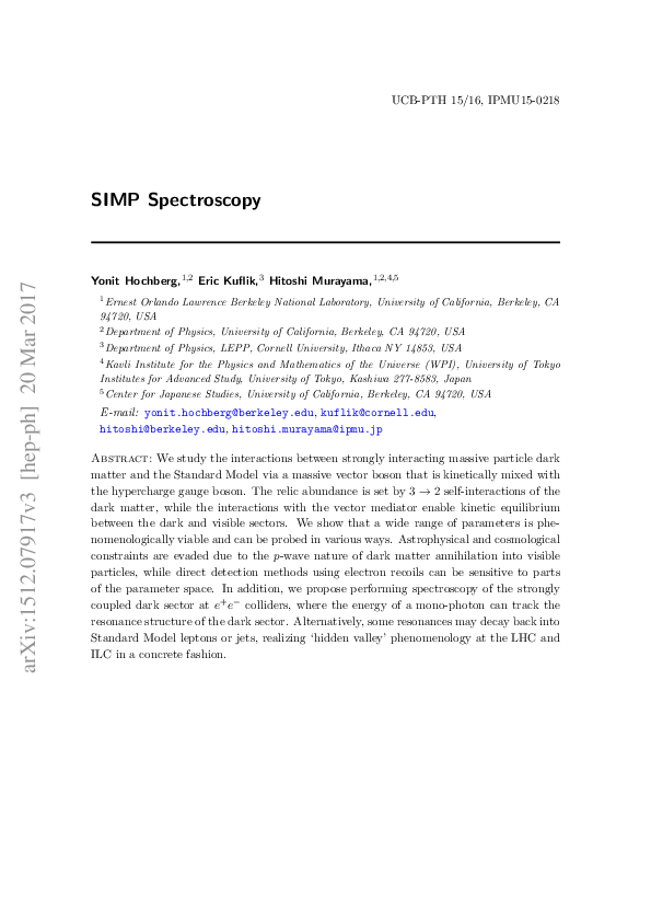 (PDF) Probing Dark Matter: SIMP Spectroscopy and Interactions