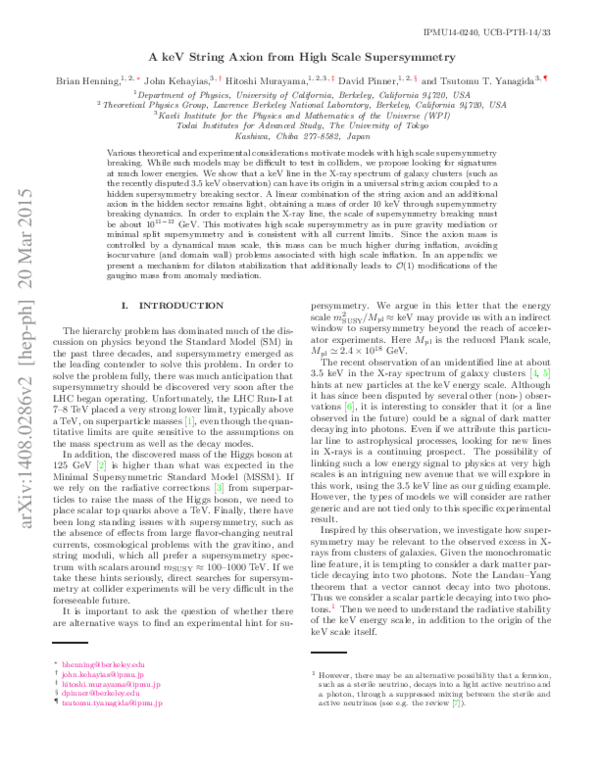(PDF) A keV string axion from high scale supersymmetry