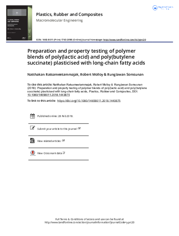 (PDF) Preparation and property testing of polymer blends of poly(lactic ...
