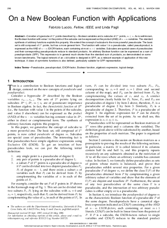 (PDF) Pseudoproducts: A New Approach to Boolean Functions