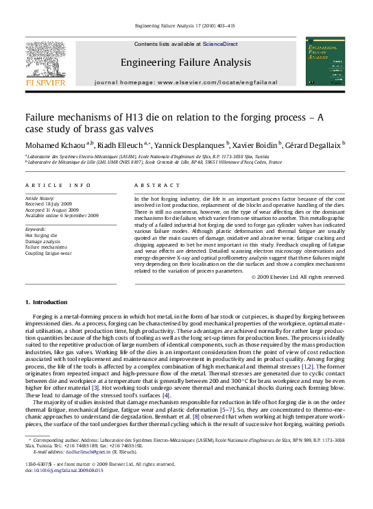 (PDF) Failure mechanisms of H13 die on relation to the forging process ...