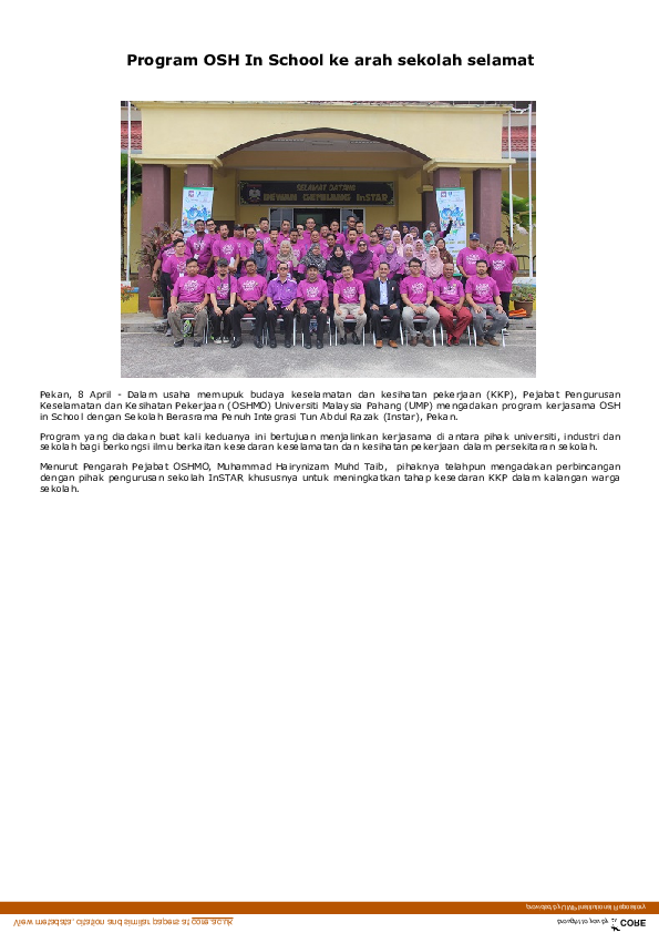 (PDF) Program OSH In School ke arah sekolah selamat