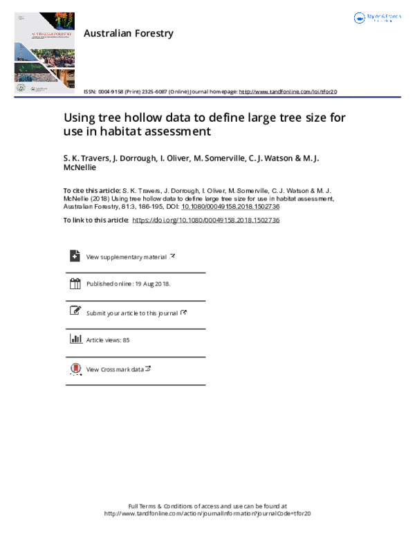(PDF) Using tree hollow data to define large tree size for use in ...