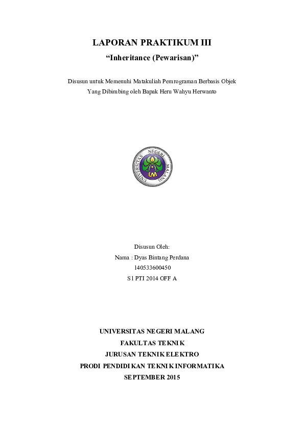 Doc Pemrograman Berbasis Objek Inheritance Pewarisan
