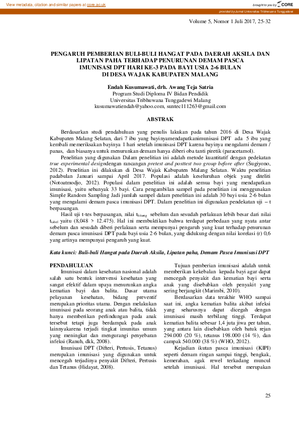 (PDF) Pengaruh Pemberian Buli-Buli Hangat Pada Daerah Aksila Dan ...