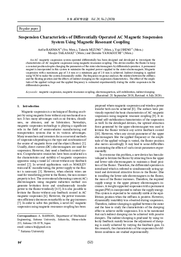 (PDF) Suspension Characteristics of Differentially Operated AC Magnetic ...