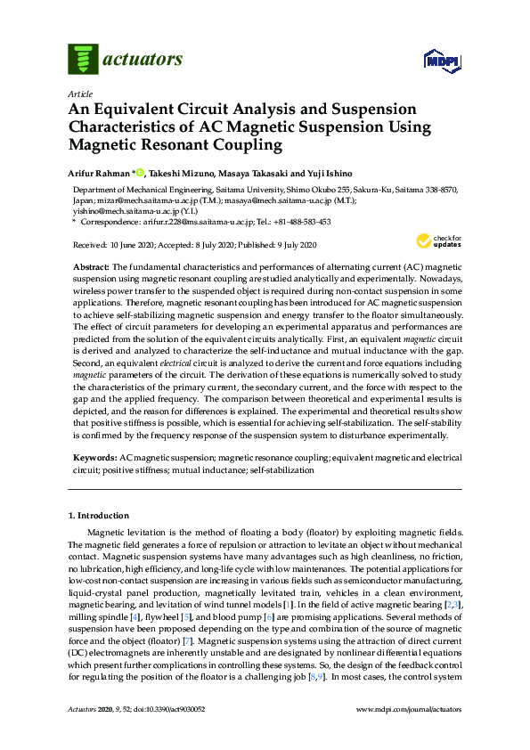 (PDF) An Equivalent Circuit Analysis and Suspension Characteristics of ...