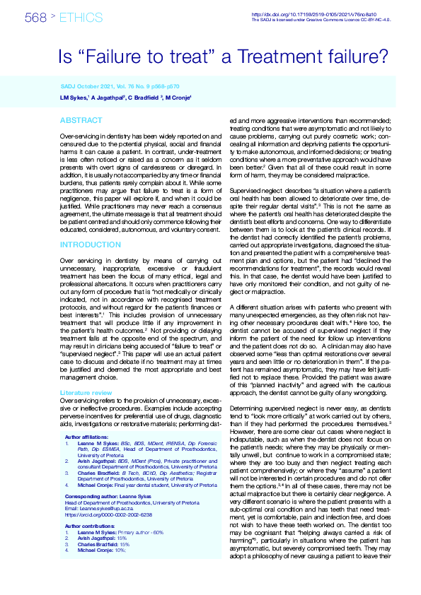 (PDF) Is “Failure to treat” a Treatment failure?