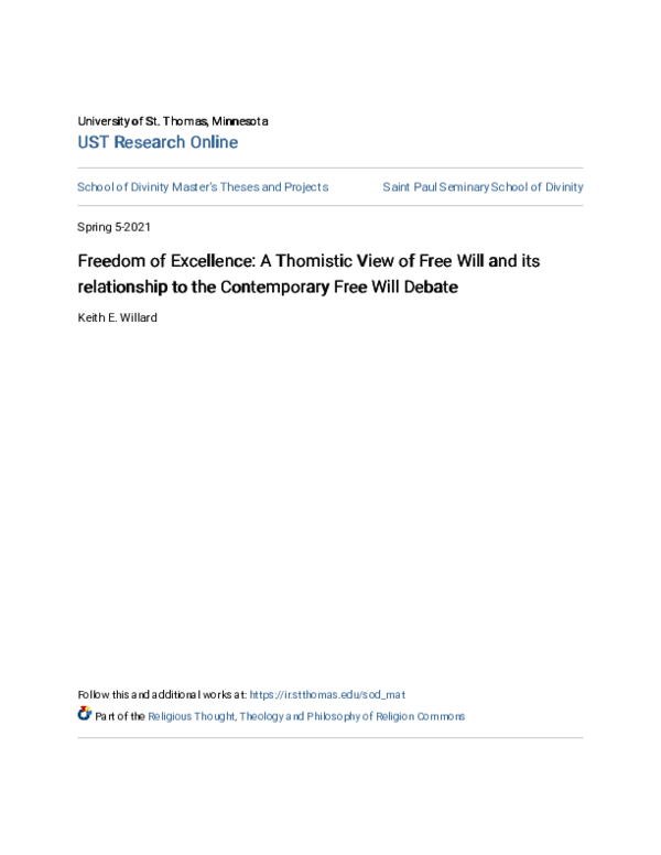 (PDF) Freedom of Excellence a Thomistic View of Free Will and Its ...