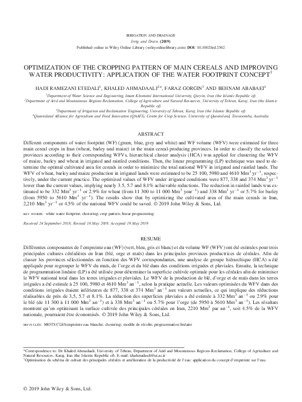 (PDF) Optimization of the Cropping Pattern of Main Cereals and ...