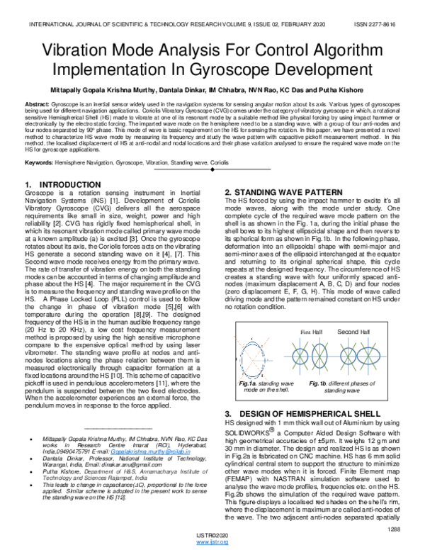 Pdf Vibration Mode Analysis For Control Algorithm Implementation In