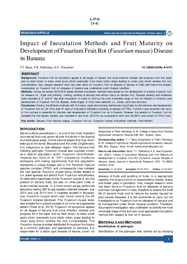 (PDF) Impact of Inoculation Methods and Fruit Maturity on Development ...